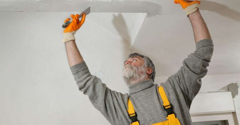 how to plaster a celing step by step - craftingwithconcrete.com