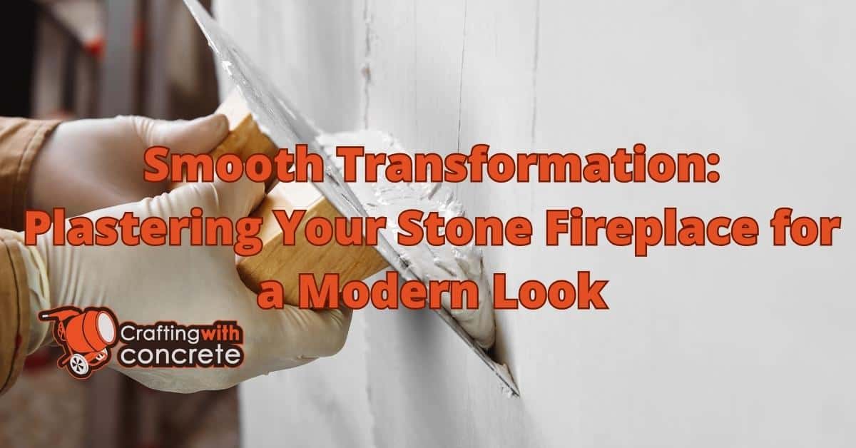 Plaster Over Stone Fireplace for a Modern Look - craftingwithconcrete.com